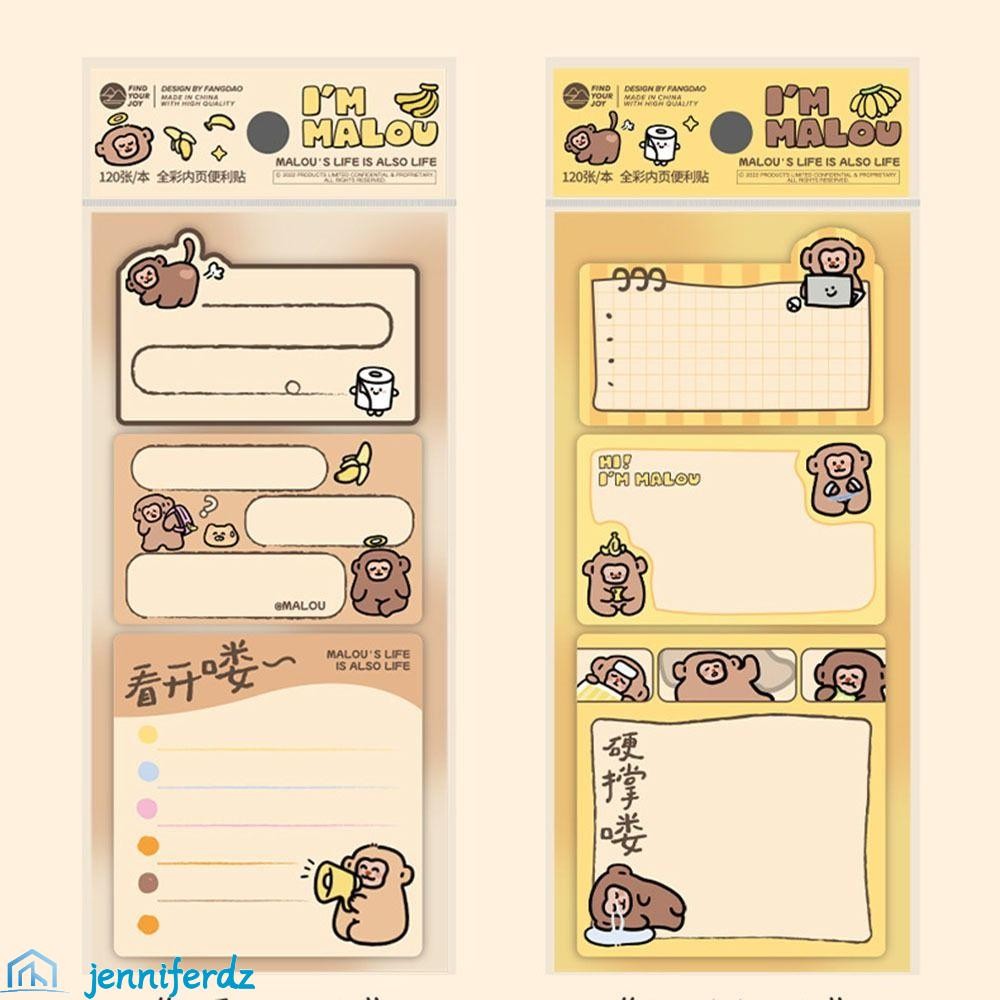 JENNIFERDZ 120pcs/set Action Memo Pad, Cute Monkey Aesthetic Cartoon ...