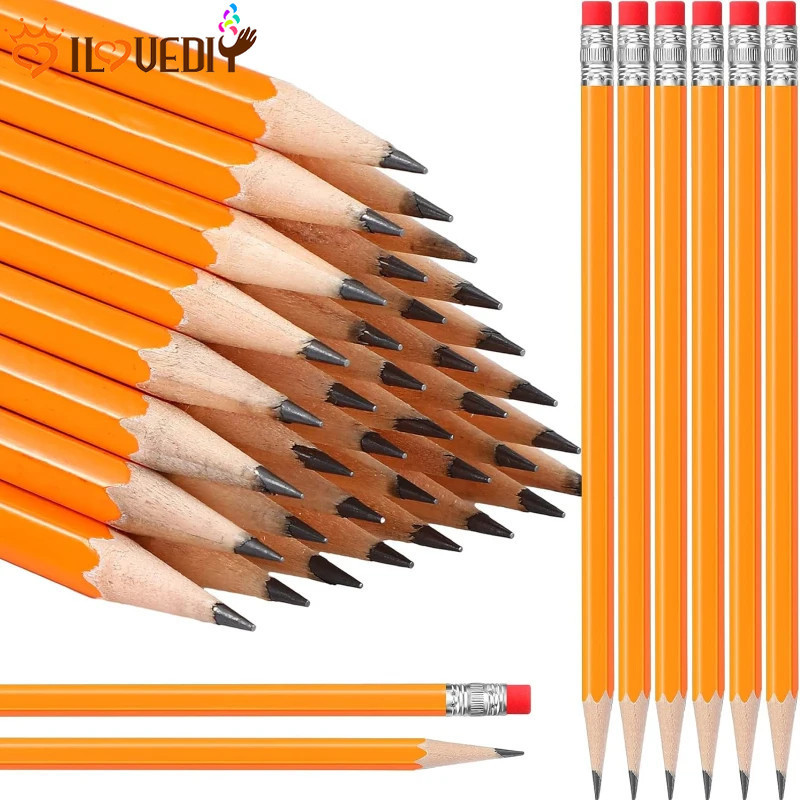 [ Featured ] 10PCs Yellow Sketch Pencil with Eraser - Hand Ledger ...