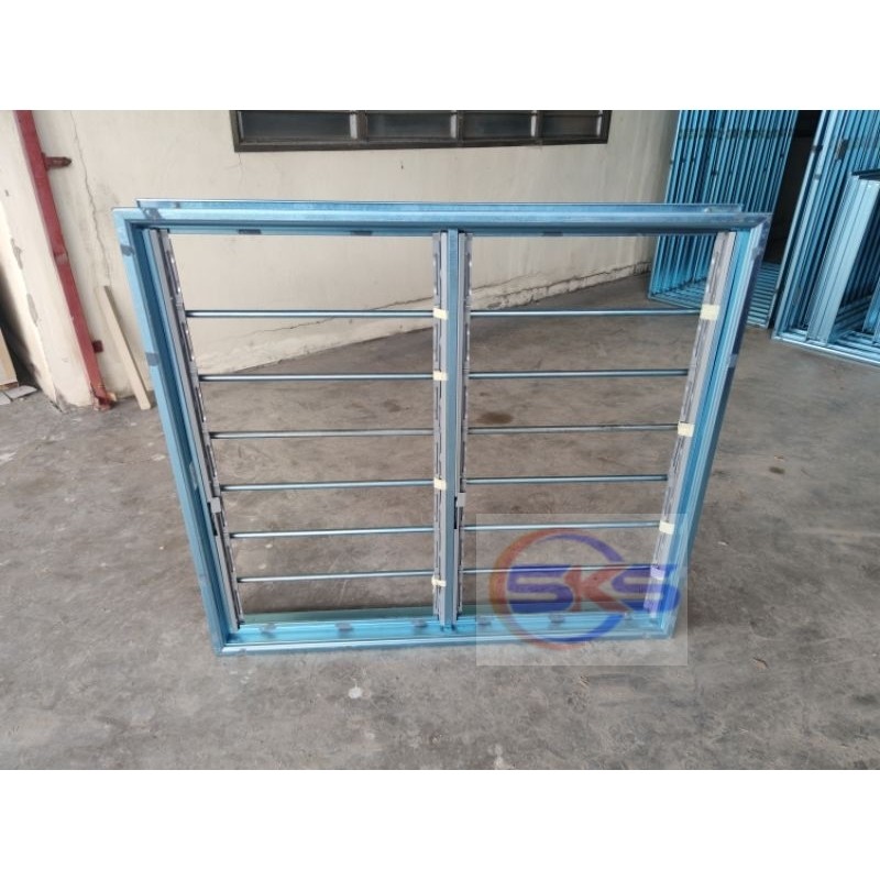 SKS Metal Window Frame 1200mm(W) x 1100mm(H) 7D2L Aluzinc Adjustable ...