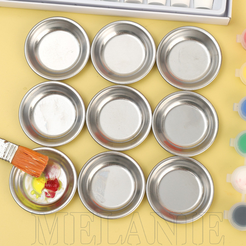 Stainless Steel Watercolors Paint Dish - Small Round Paint Tray - Pour ...