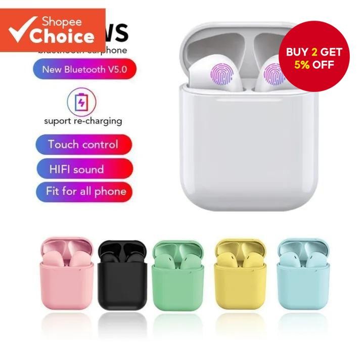 Macaron Color i12 Bluetooth TWS Earphones Wireless Earbuds Build-in Mic ...