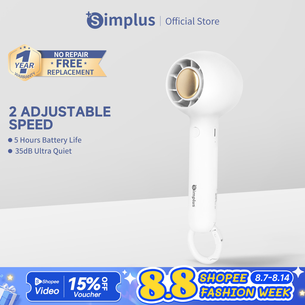 Simplus Mini Fan Desk Fan 2 Speed Handheld Portable 5 Hours Working Time 125g Light Weight 35dB ...