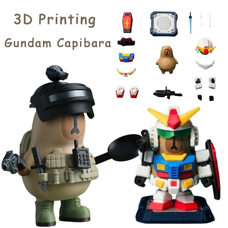 3D Printed Capybara Model Toys Creative Gundam Capybara Adsorbable ...
