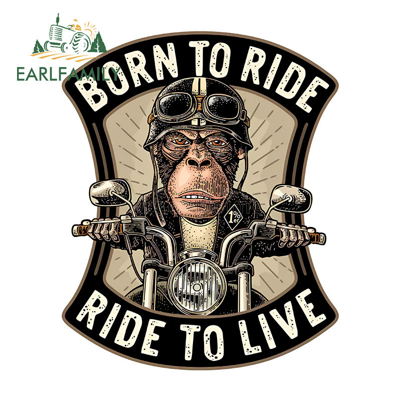 EARLFAMILY 13cm Monkey Riding Motorcycle Car Stickers Fashion Occlusion ...