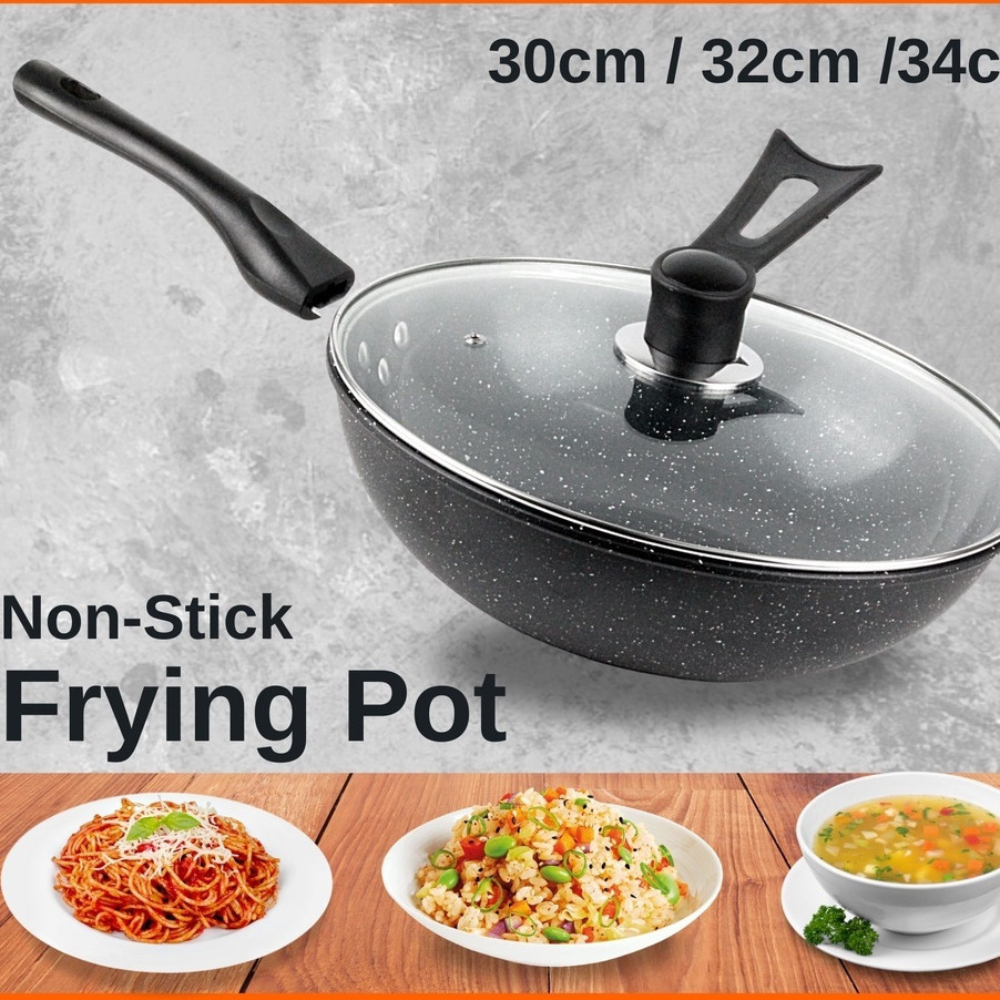 Korea marble Stone Frying pan Non Stick pan Deep Frying Wok Pan with ...
