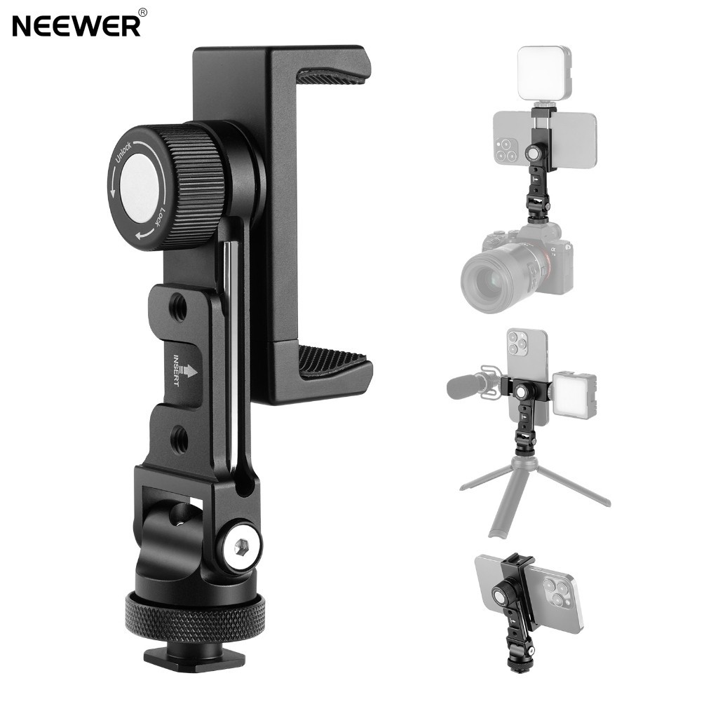 NEEWER Metal Phone Tripod Mount Adapter With 4 Cold Shoes & Three Screw ...