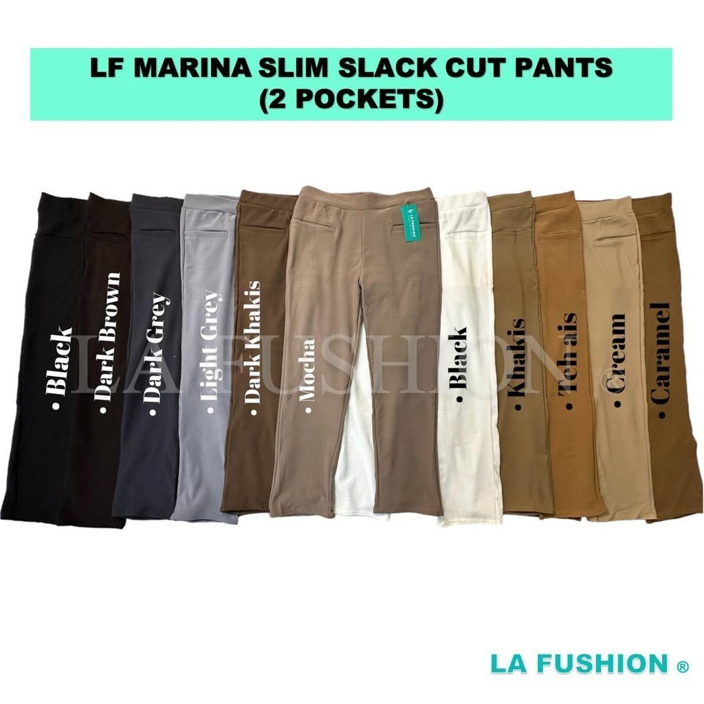 LA FUSHION MARINA SLIM SLACK CUT PANTS Seluar Scuba Ironless ...