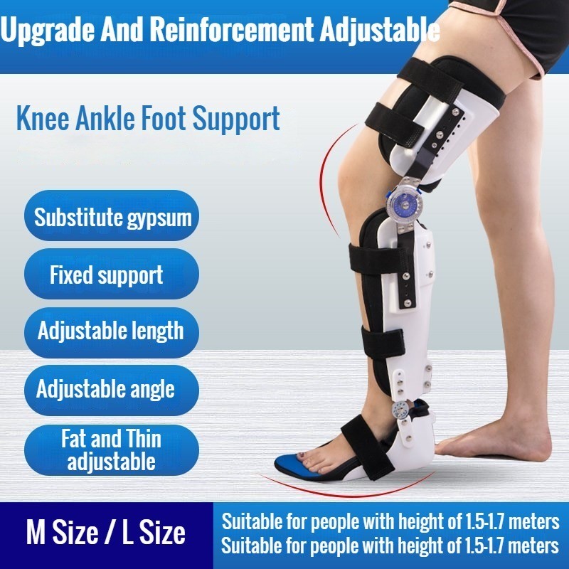 New Adjustable Angle Height Knee Ankle Foot Orthosis Brace Thigh Knee ...