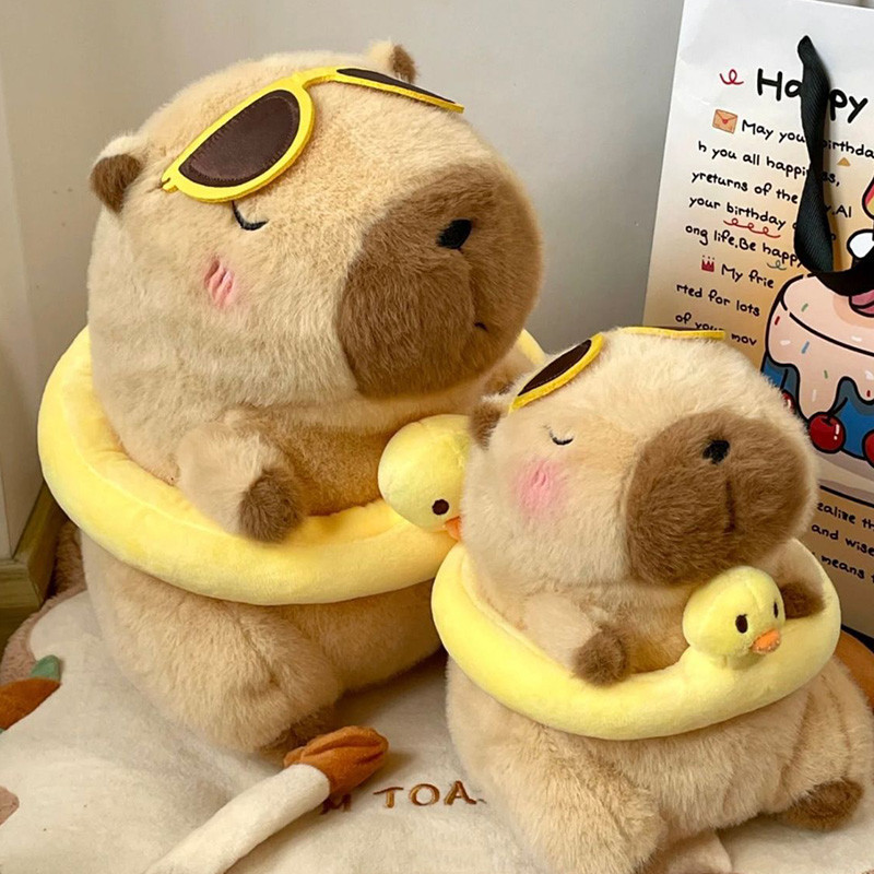 Funny Cute Capybara Plushie Swimming Circle Capibala Doll Creative ...