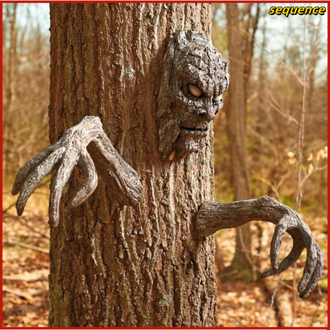Se Halloween Tree Faces Decor Outdoor, Scary 3D Tree Bark Face Zombie ...