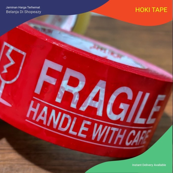 MERAH Red FRAGILE Jumbo duct TAPE 48mm x 200yard HOKI TAPE - FRAGILE ...