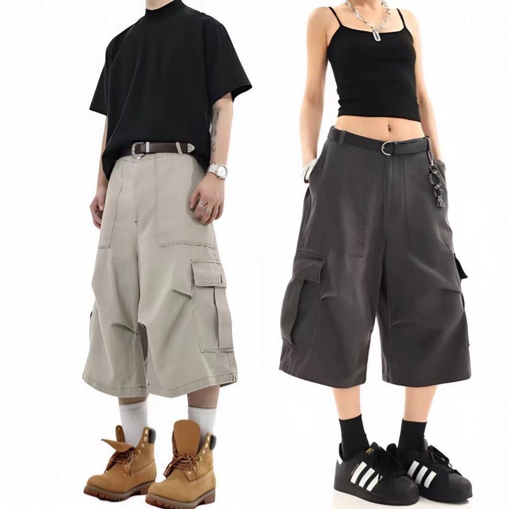 America 3/4 shorts loose oversized cargo shorts 3 quarter cargo pants ...