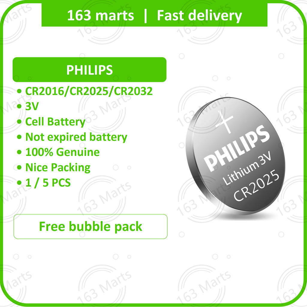 PHILIPS 2016 2025 2032 CR2016 CR2025 CR2032 button coin cell Battery Bateri lithium fob key ...