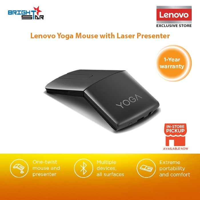 LENOVO Yoga Wireless Mouse With Laser Presenter( BT 5.0 & USB 2.4GHz ...