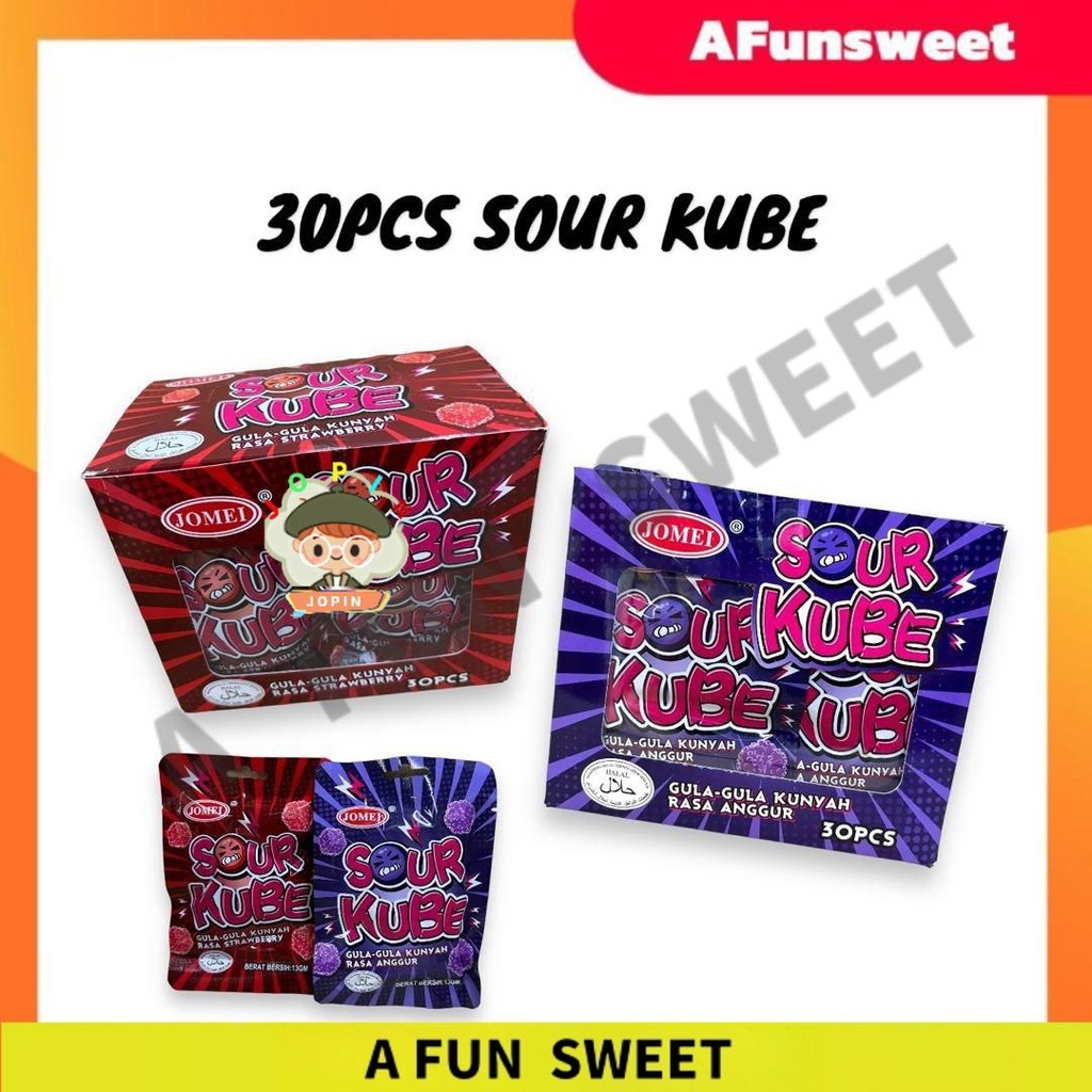 30pcs Jomei Sour Kube Gula gula kunyah (grape / strawberry) | Shopee ...