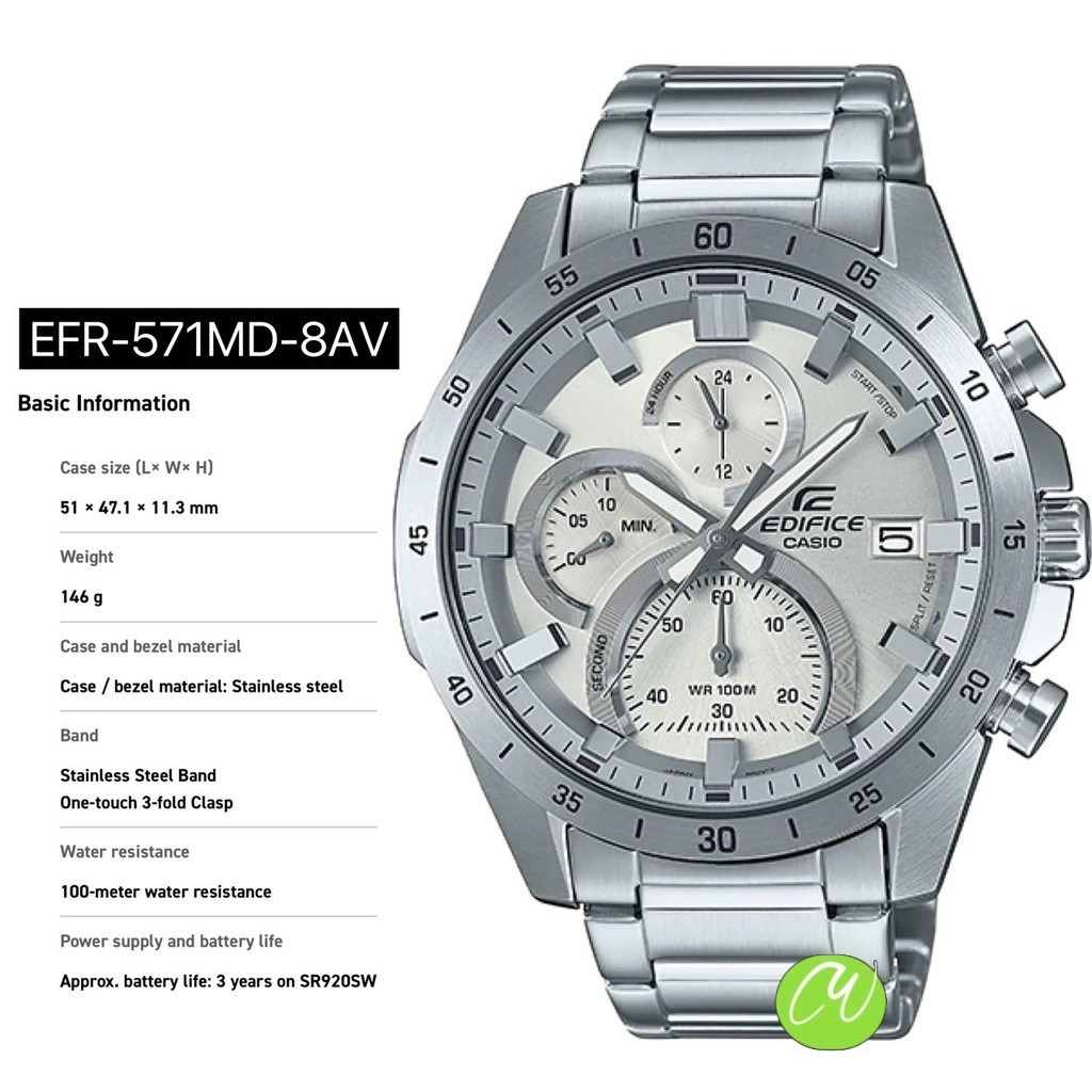 CASIO OFFICIAL WARRANTY CASIO EDIFICE EFR -571 MEN CHONOGRAPH WATCH ...