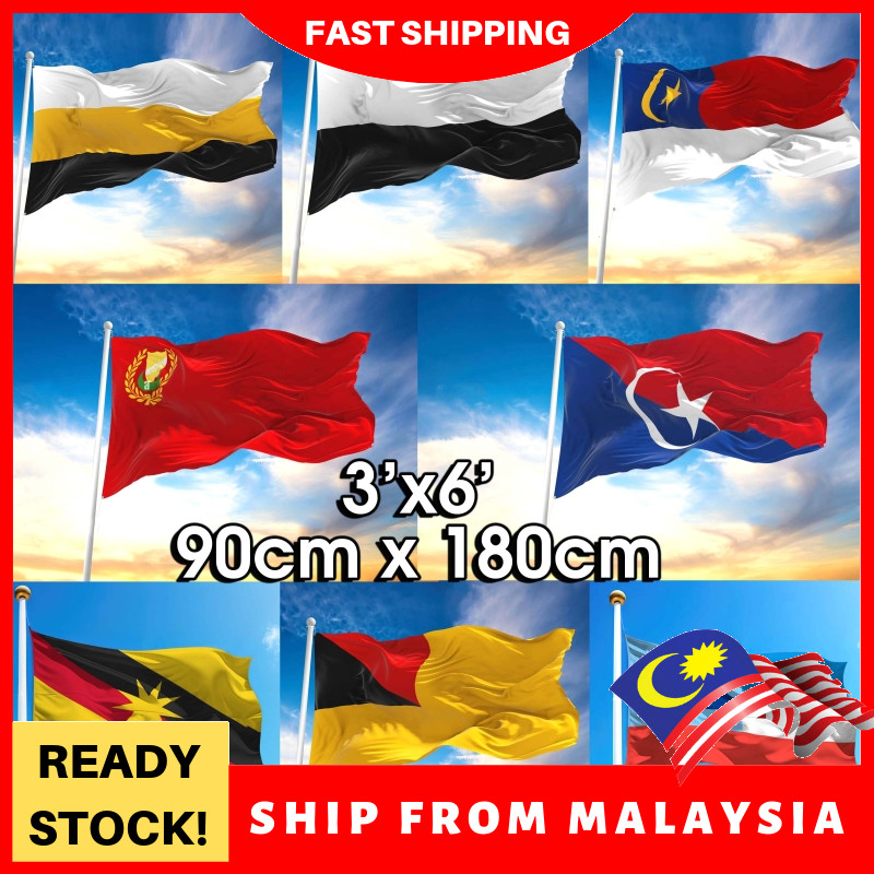 (Size 3x6) BENDERA NEGERI Malaysia State Flag- Bendera Negeri Polyester ...