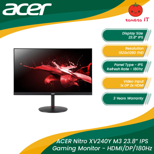 ACER NITRO XV240Y M3 LED Gaming Monitor - 23.8"/IPS/180Hz/FHD/1ms ...