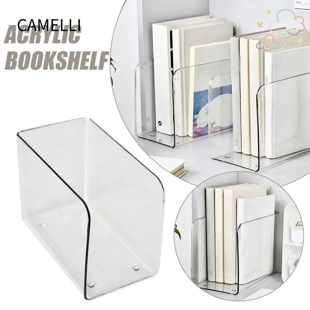 CAMELLI Book Stand, Acrylic Transparent Bookshelf, Portable U-shaped ...