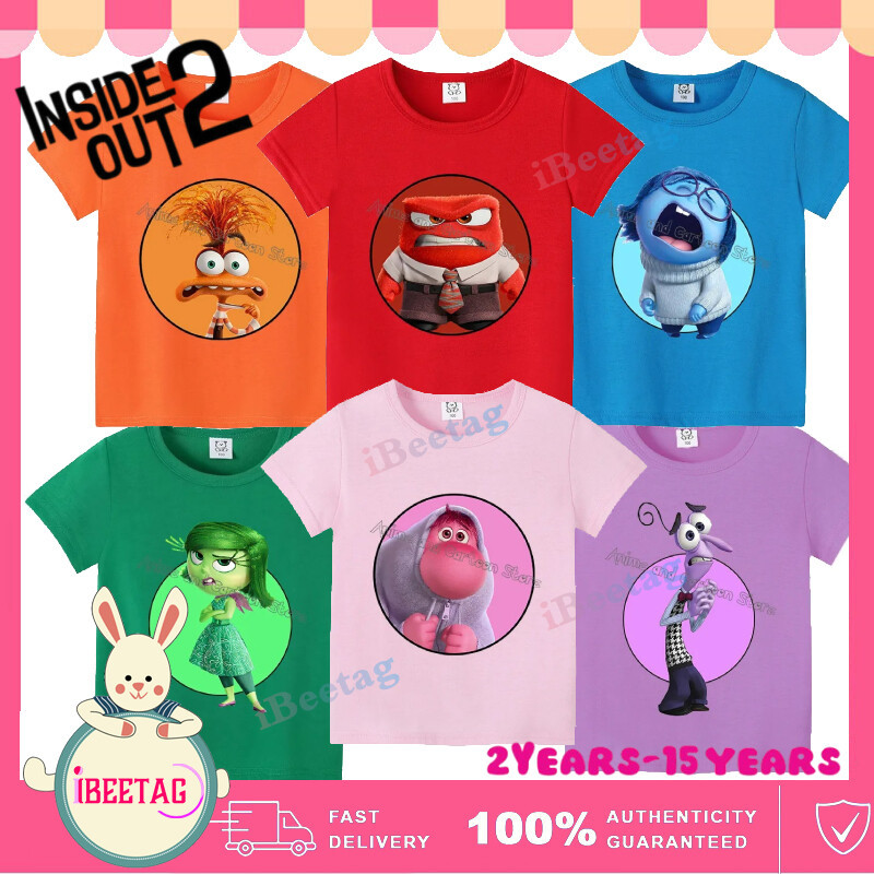 Inside Out 2 Joy/Disgust/Anger/Fear/Sadness T-shirt Kids Cartoons Short ...
