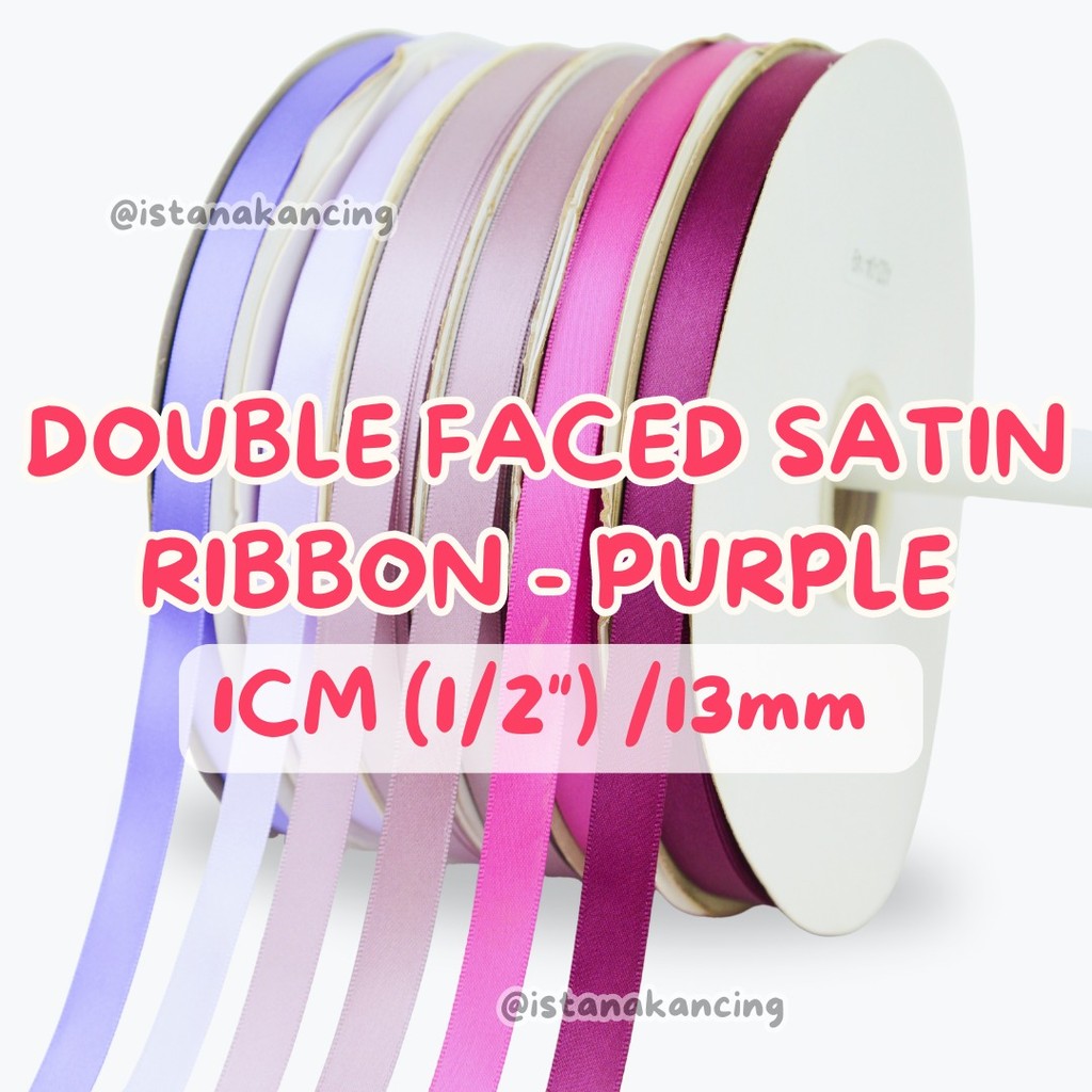Double Face Satin Ribbon 1/2 Inch/13mm 1 METER Purple Series Double ...
