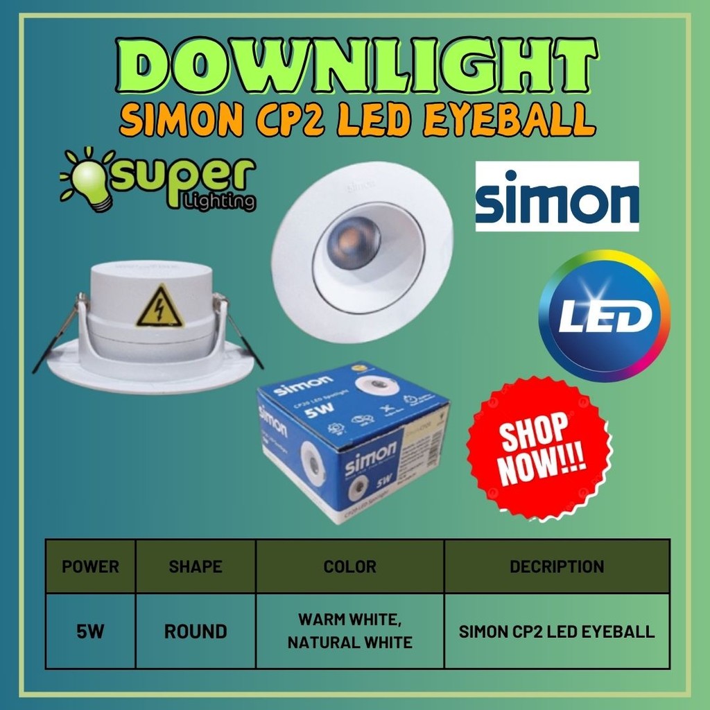 [SIMON] CP20 LED EYEBALL 5W SPOTLIGHT CEILING | SPOTLIGHT LAMPU SILING ...
