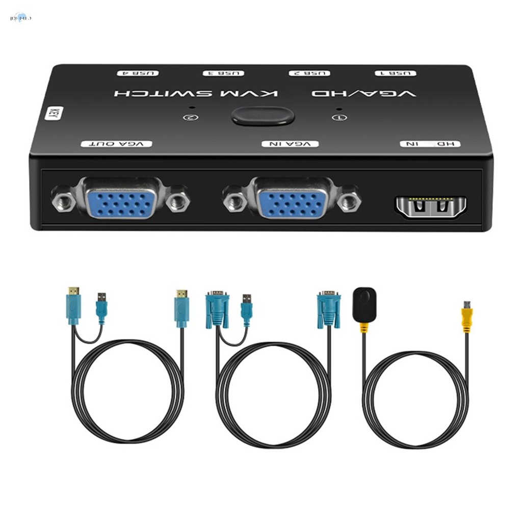 KVM Switch VGA+-Compatible 1080P KVM Switch with USB 2.0 Port for 2 ...