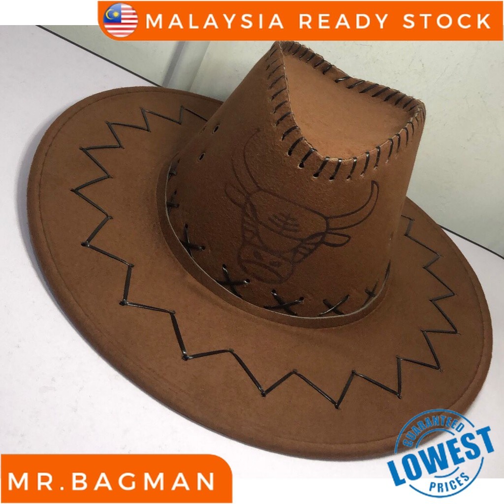 Pu Leather Cowboy Hat Premium Topi Cowboy Party Wild West Western ...