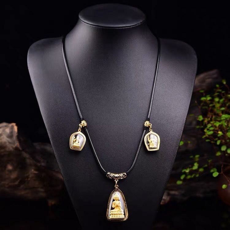 Wax Rope Leather Rope Thailand Amulet Chain Double Hanging Three ...