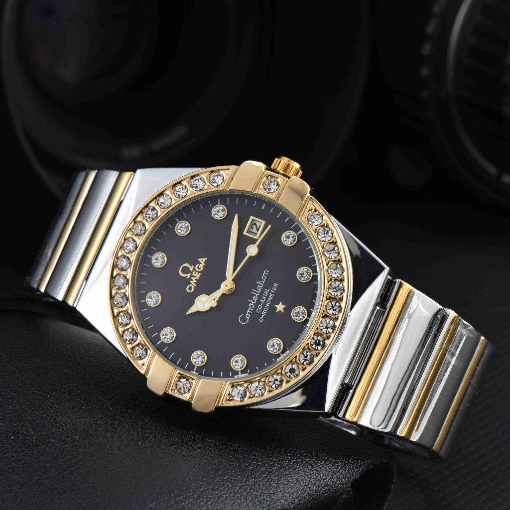 Omega Light Luxury Diamond-studded Fashion Trendy Watch Solid Color ...