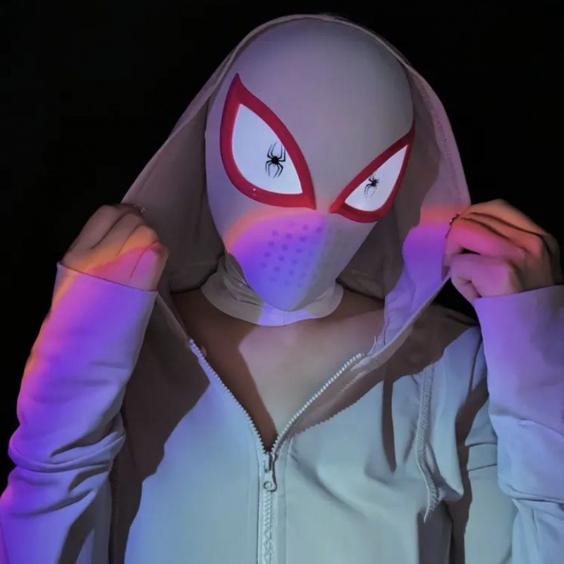 Gwen Spiderman Headgear Eyes Movable Touch Glowing cos Electric Remote ...