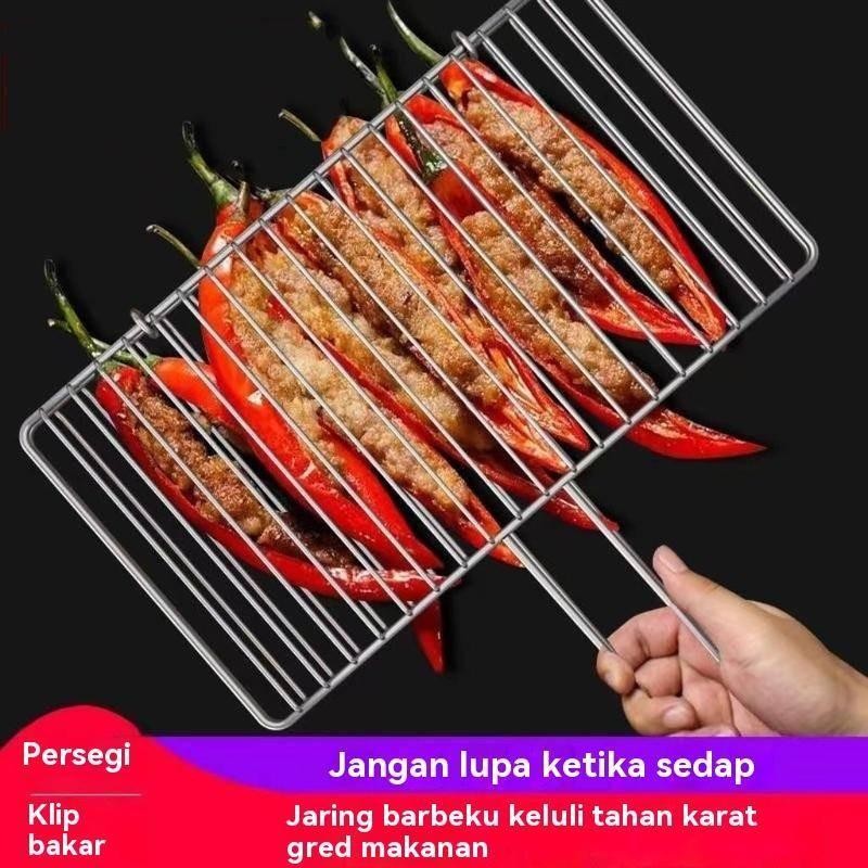 Stainless steel mesh clamp grilled meat racket, iron galvanized mesh ...