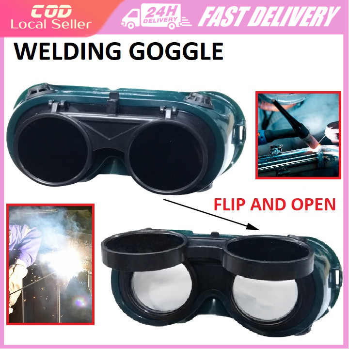 Safety Goggles Welding Flip-Up Lenses Black and Clear Lens Welding ...
