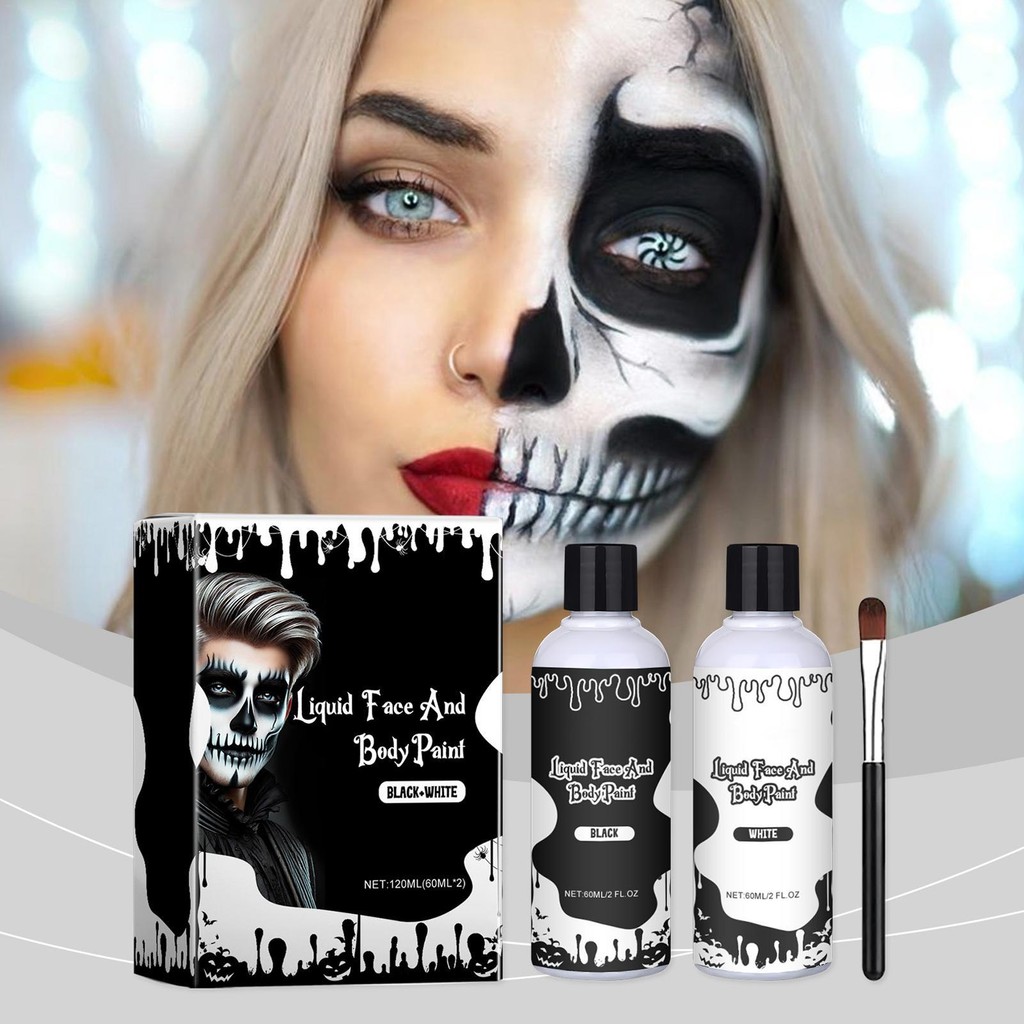 Face Painting Kit Halloween Cosplay Full Body Paint Makeup Corpse Bride ...
