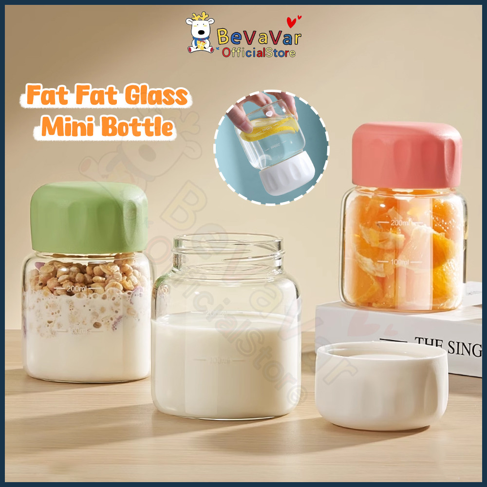 BEVAVAR 300ML Chubby Mini Water Bottle Cute Mini Glass Bottle Thickened ...