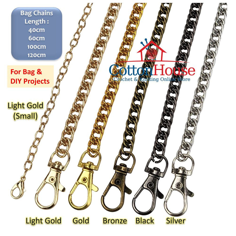 Purse Chain Handle Metal 40cm 60cm 100cm 120cm Gold Silver Black Tone ...