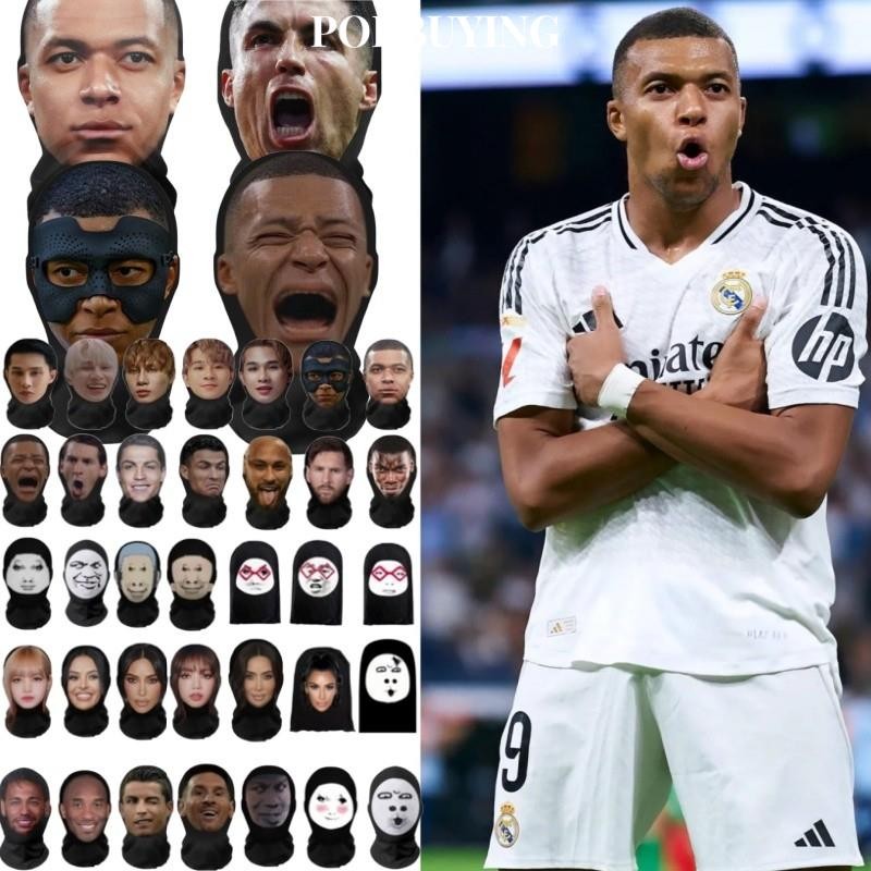 64 Styles Super Star Mbappe Printed Funny Mask Full Face Celebrity ...
