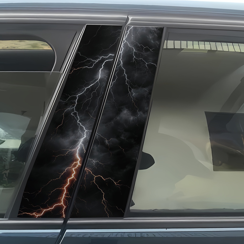 2PC Lightning Pattern Car sticker Car Door Center Column Pillar sticker ...