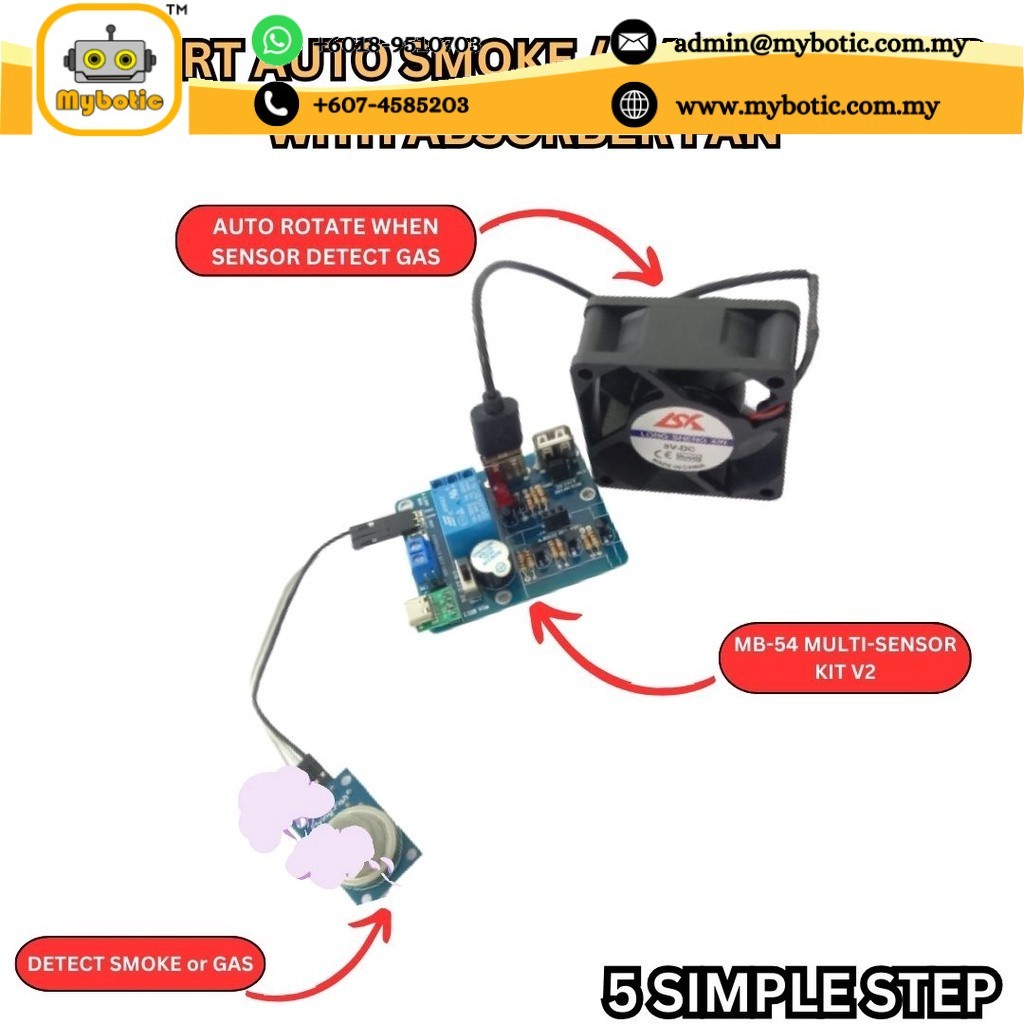 SMART AUTO SMOKE GAS DETECTOR WITH ABSORBER FAN WITH MB-54 MULTI-SENSOR KIT V2 | Shopee Malaysia