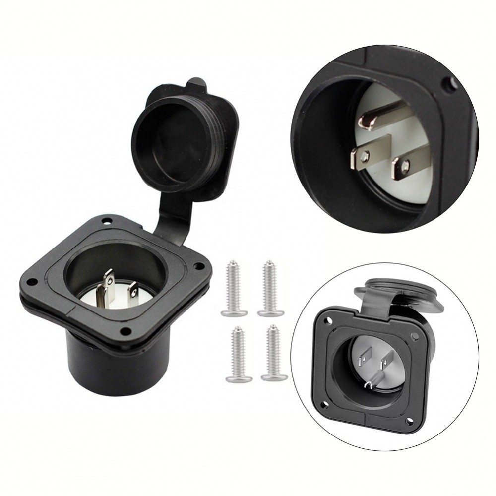 Flanged Power Socket 125V 15Amp 3 Prong 3750W 50Hz/60Hz IP65 Nylon ...