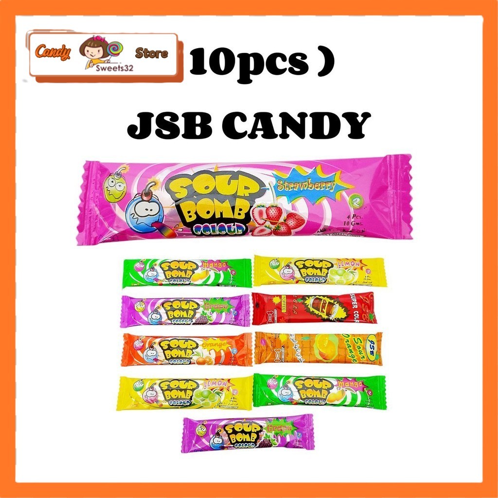 [ 10pcs ] JSB Sour Bomb Candy / Gula-gula Rasa Masam Buah-buahan ...