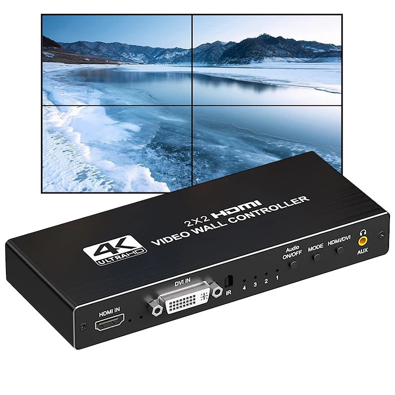 4K 2x2 HDMI Video Wall Controller 1080P Video TV Wall Processor 1x2 1x4 ...