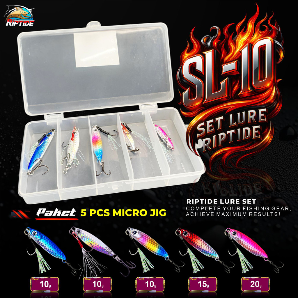 RIPTIDE SL-10 Set of 5 pcs Ultralight Cast Jig Micro Jig Fishing Bait ...