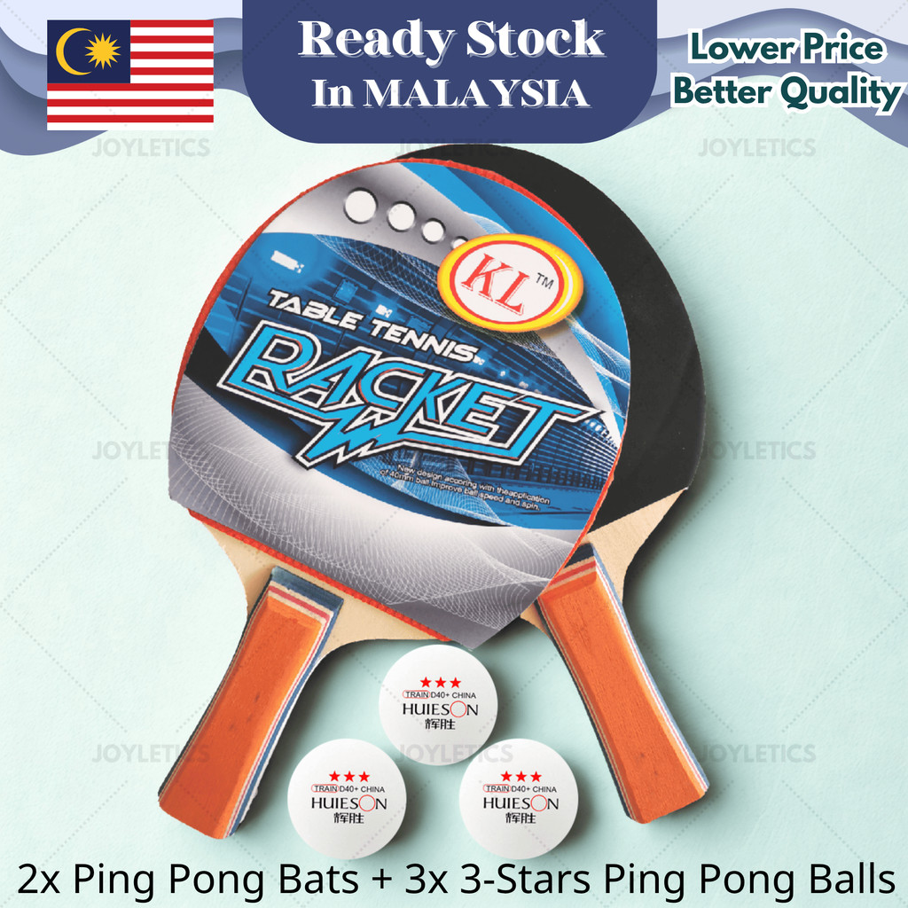 2x KL Table Tennis Rackets + 3x 3-Star Balls | Ping Pong Bat Set (Ready ...