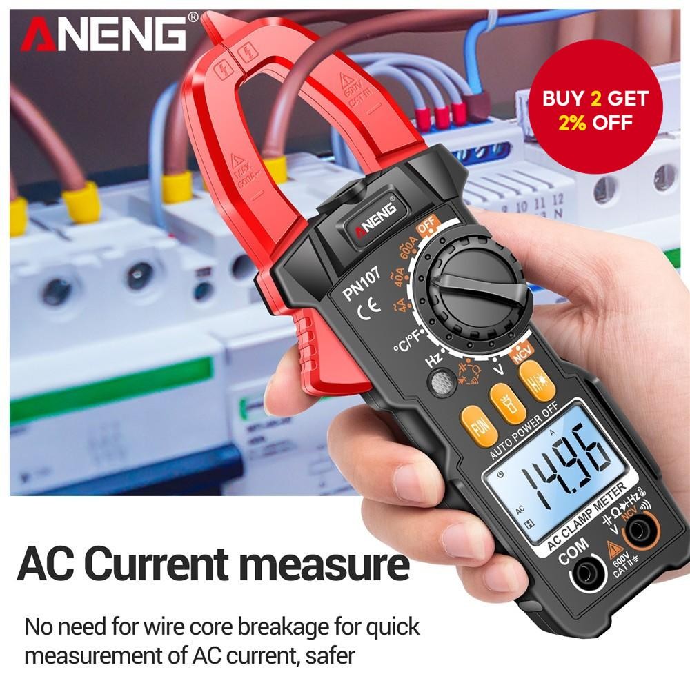 ANENG PN107 Digital Clamp Meter - AC/DC Voltage, Temperature, True RMS ...