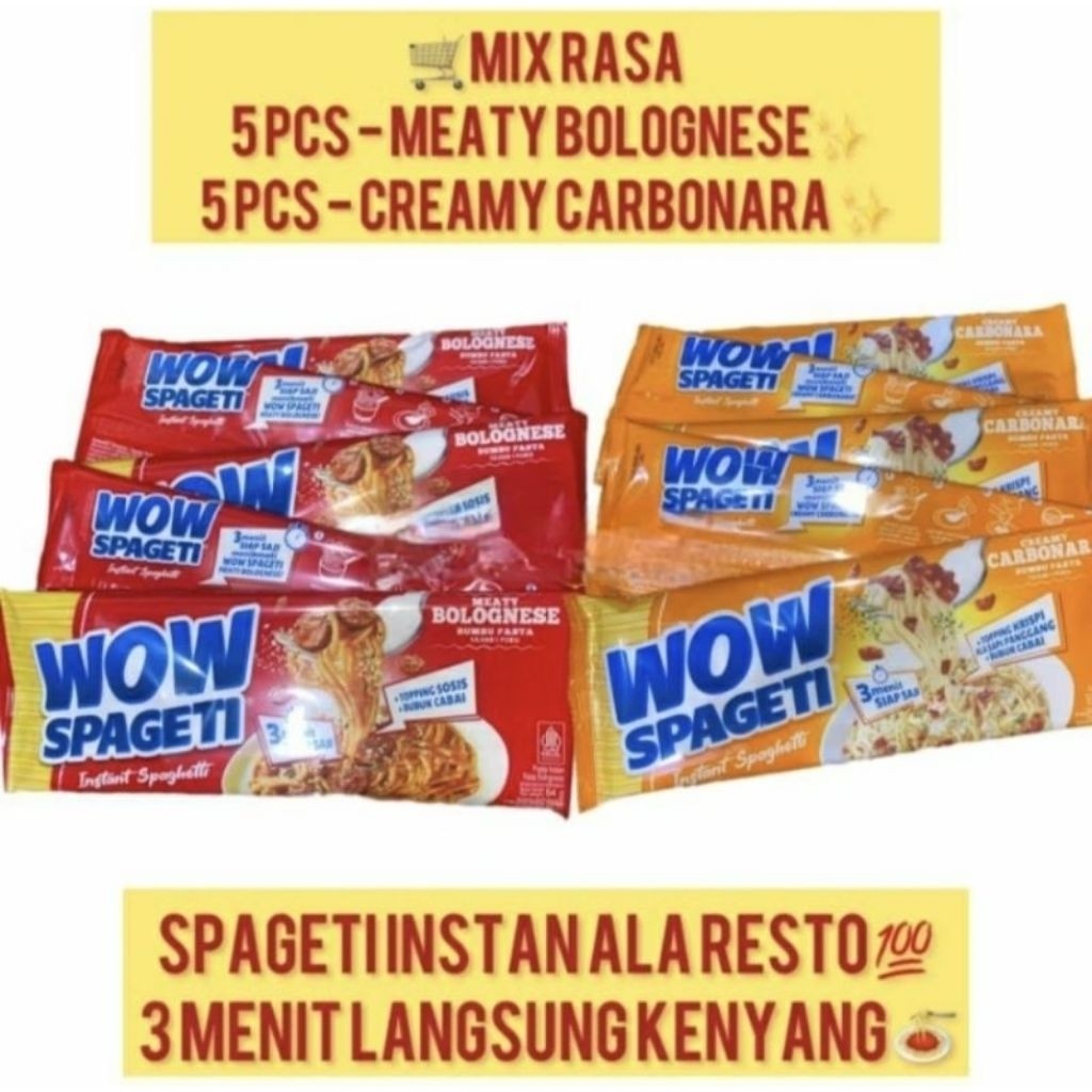 Wow Spageti instant Spaghetti kemasan 75g-88g/harga untuk satu renceng ...