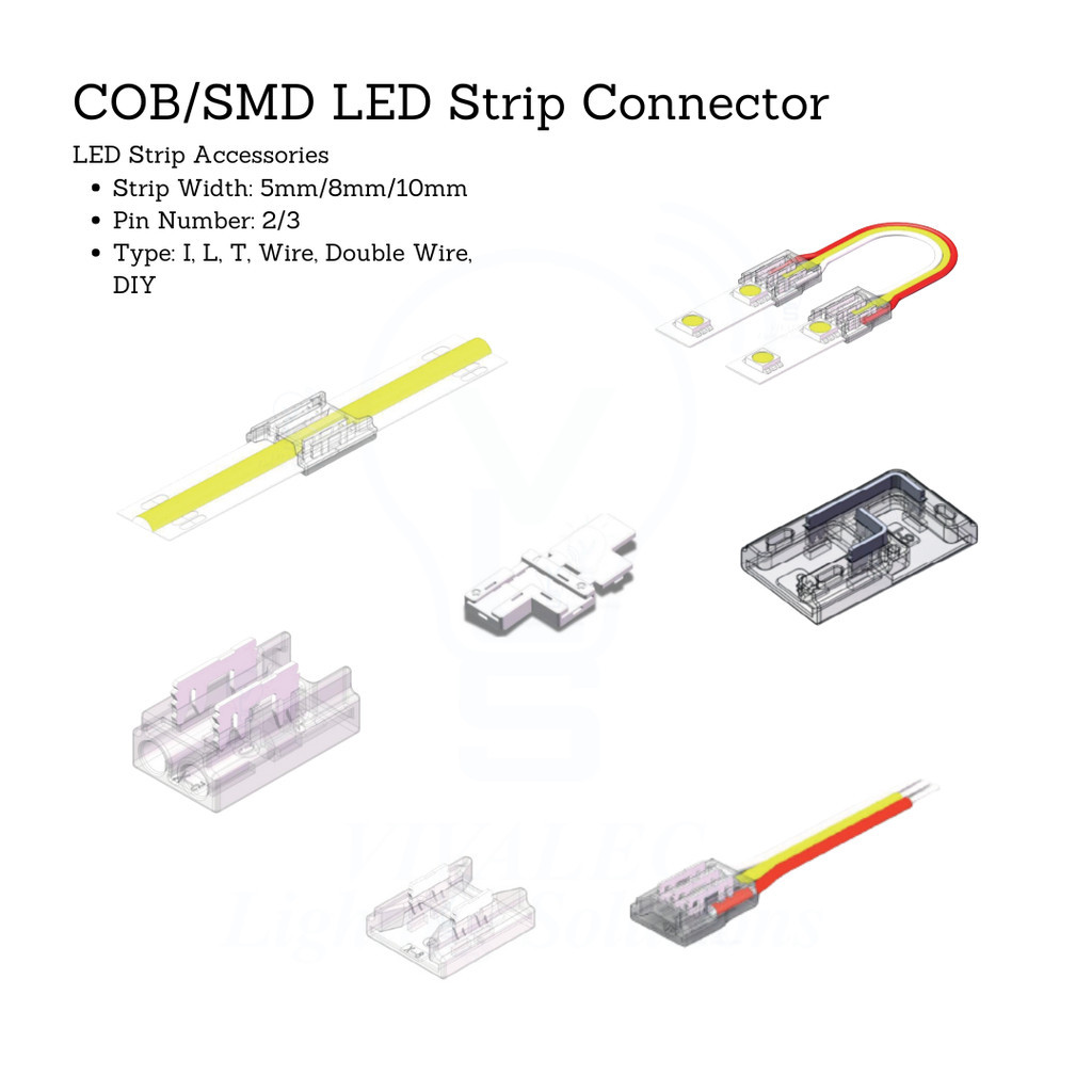 LED Strip Joint Connector for COB or SMD 5mm 8mm 10mm CCT 2 pin 3 pin ...