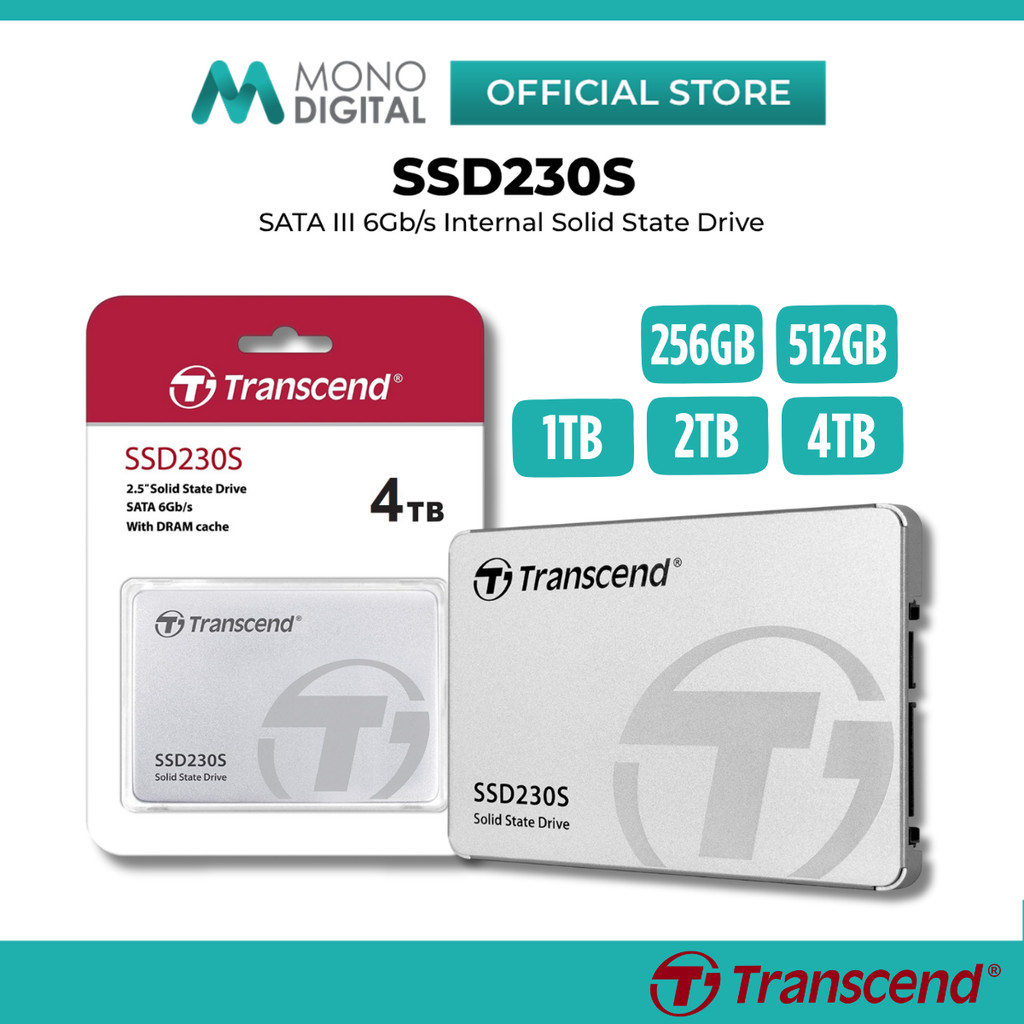 TRANSCEND 2.5" SSD230S SATA III 6GB/S INTERNAL SSD 3D NAND FLASH SOLID ...