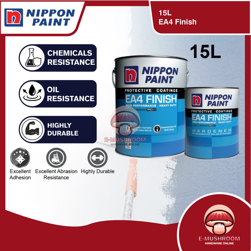 15L Nippon Paint EA4 Finish Epoxy Floor & Metal Coating With Hardener ...