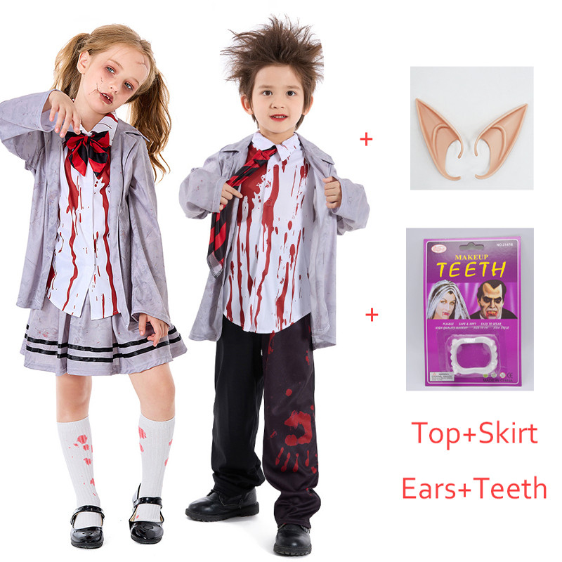Zombie Costume for Kids Girl Bloody Vampire Set for Boy Halloween ...